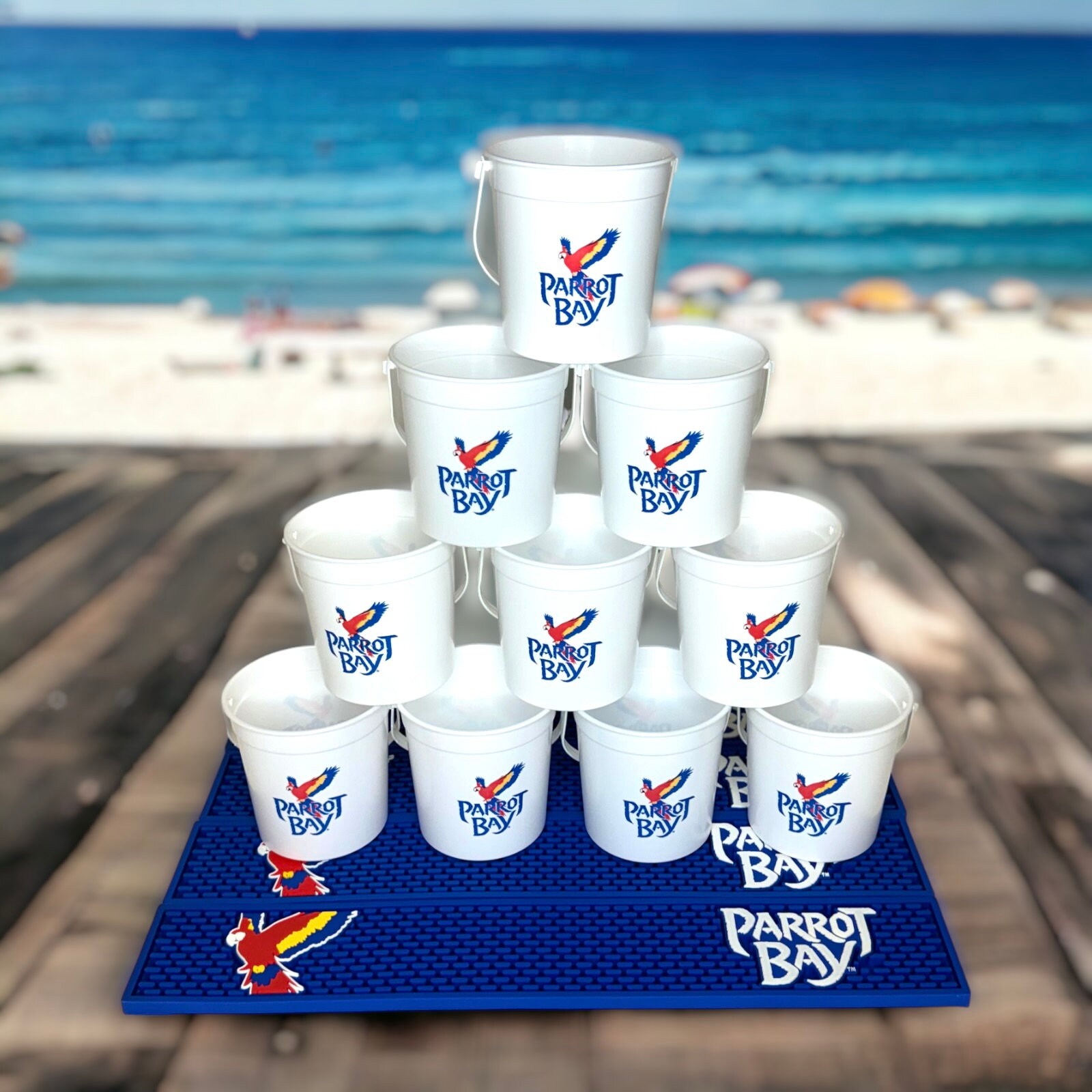 Plastic Rum Buckets - 32 Oz - Customized Plastic Buckets With Sticker ...