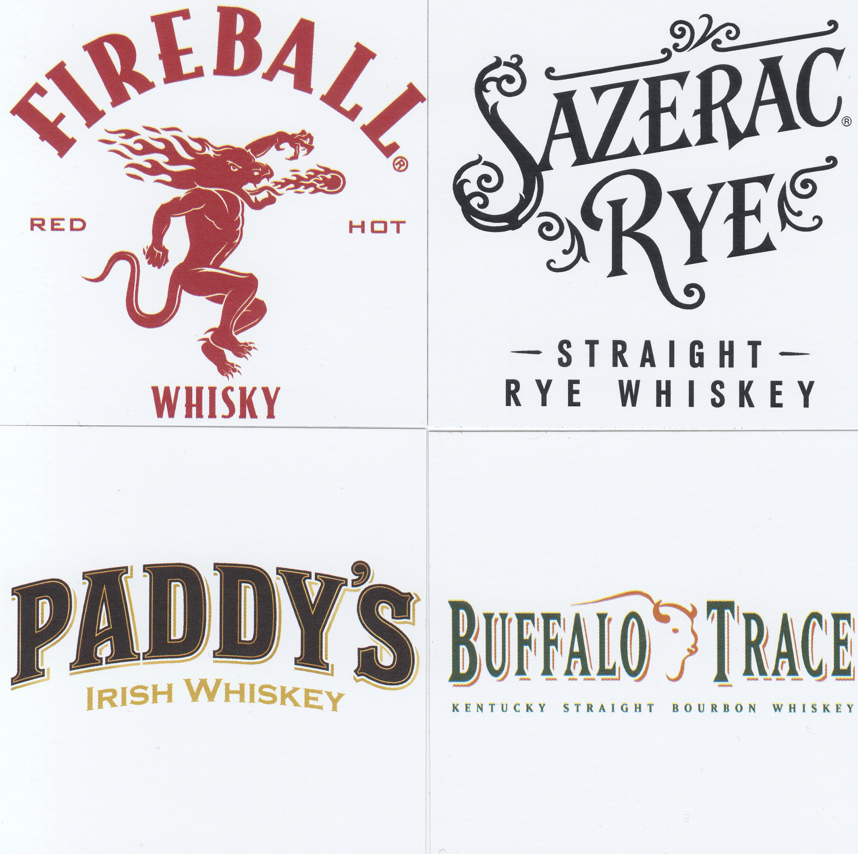 Buffalo Trace, Fireball, Paddy’s, Sazerac Rye Logo Stickers – 2.5x2.5 ...