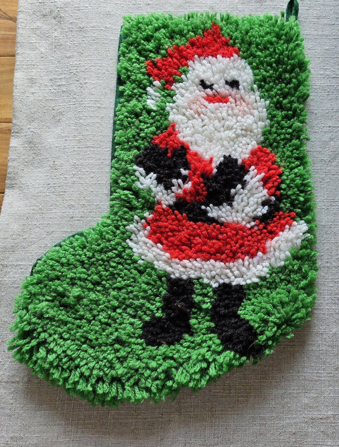 Vintage Latch Hook Christmas Stocking: Santa Claus Decor - Etsy