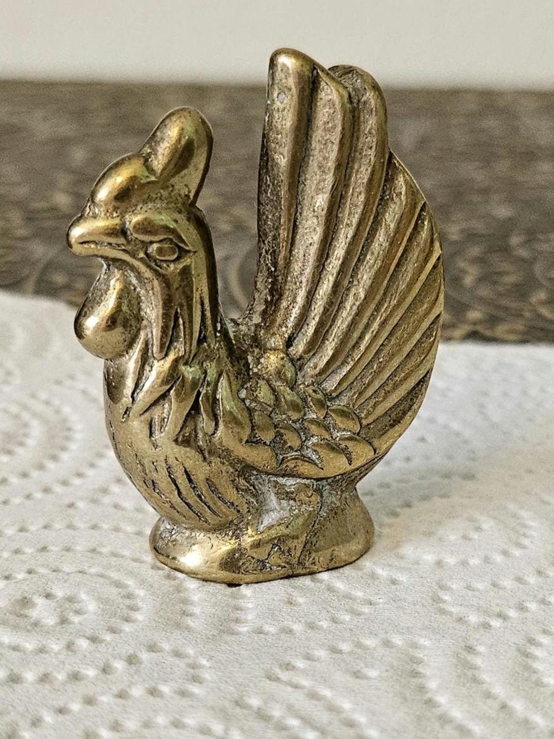 Vintage Miniature Brass Rooster Figurine, Knick Knacks, Figurine, Retro ...