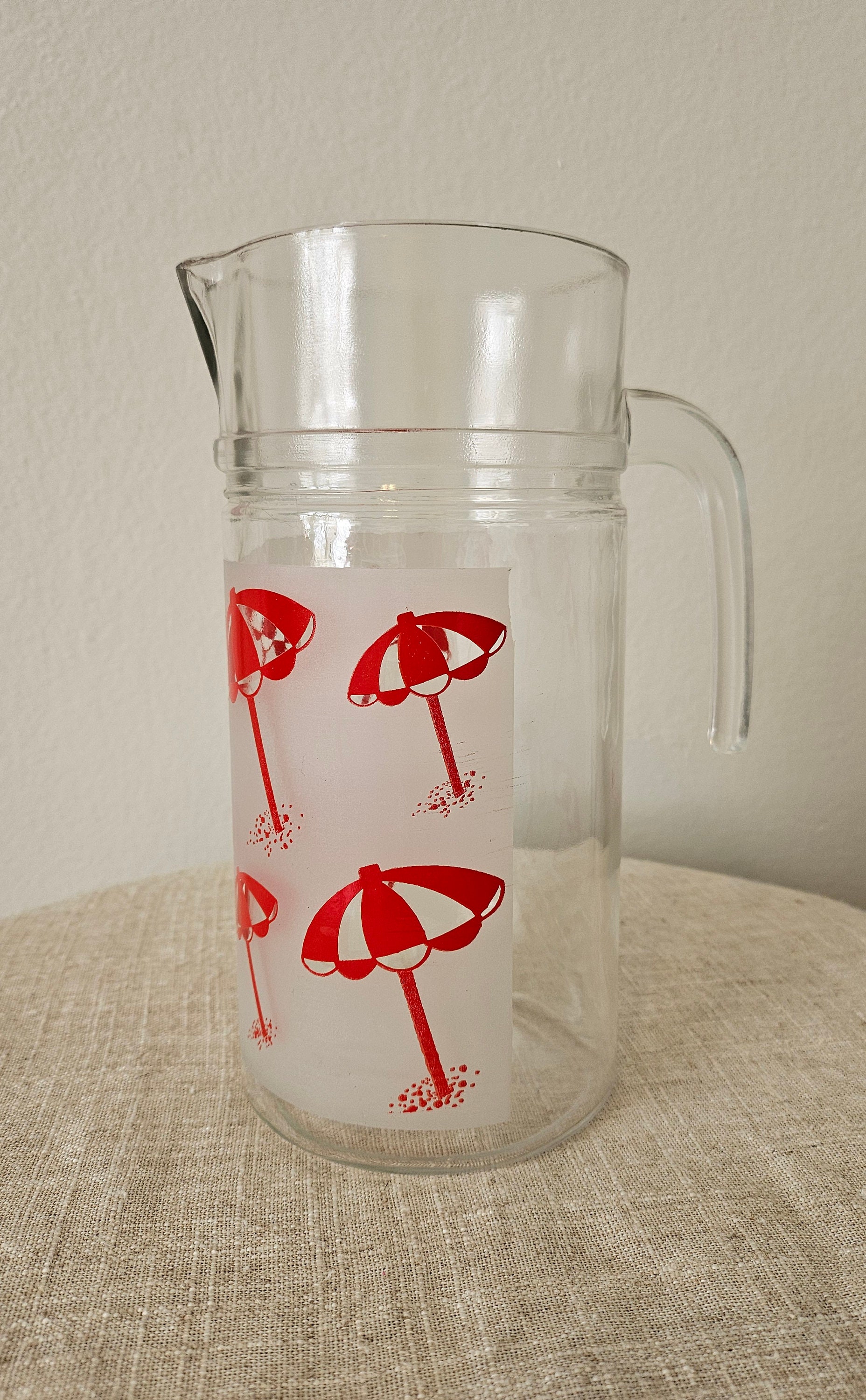 Vintage Juice Pitcher With Umbrella Pattern, Kitchenware - Etsy