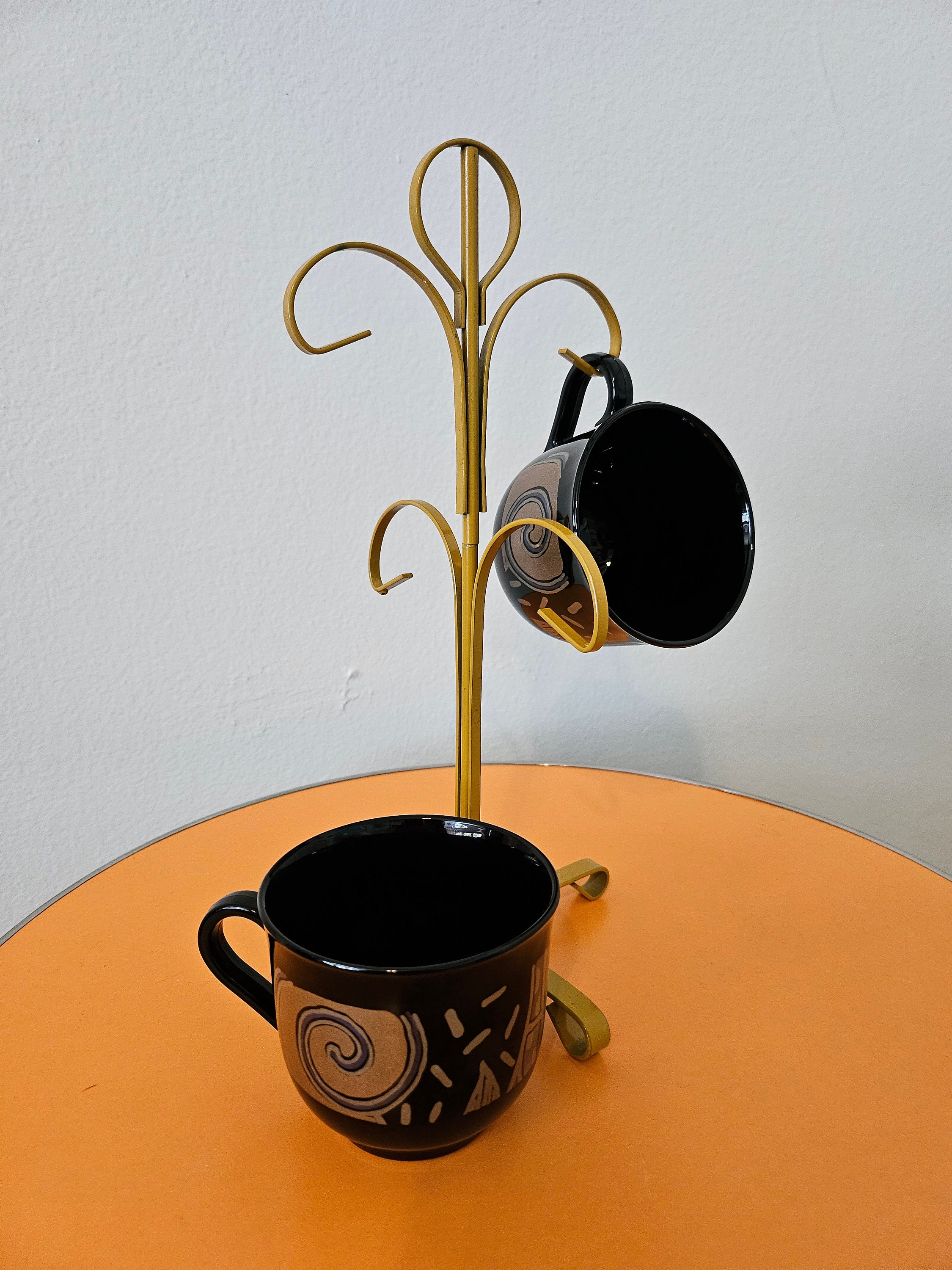 Vintage Yellow Metal Mug Tree Stand - Etsy