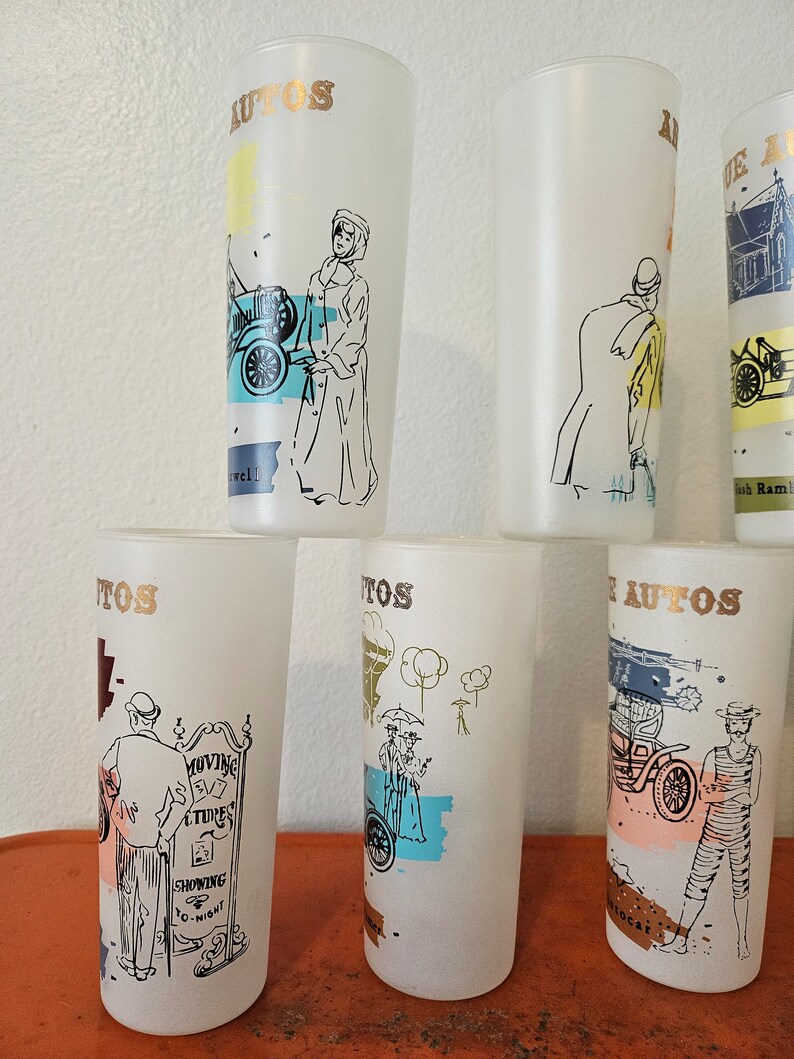 Vintage Antique Auto Frosted Glasses, Cups, Kitchenware - Etsy