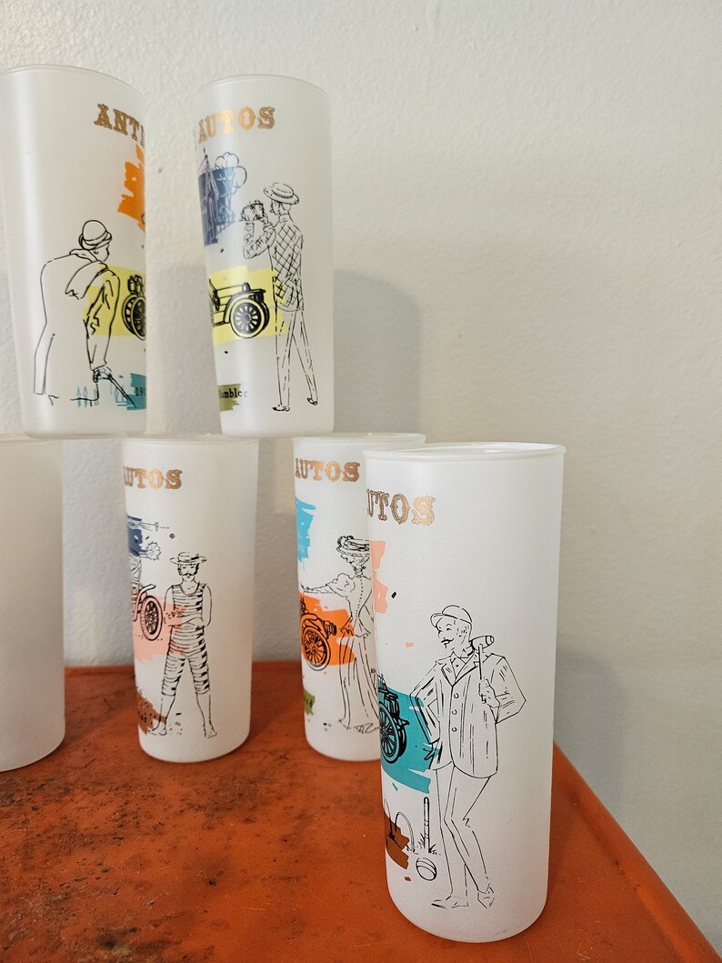 Vintage Antique Auto Frosted Glasses, Cups, Kitchenware - Etsy