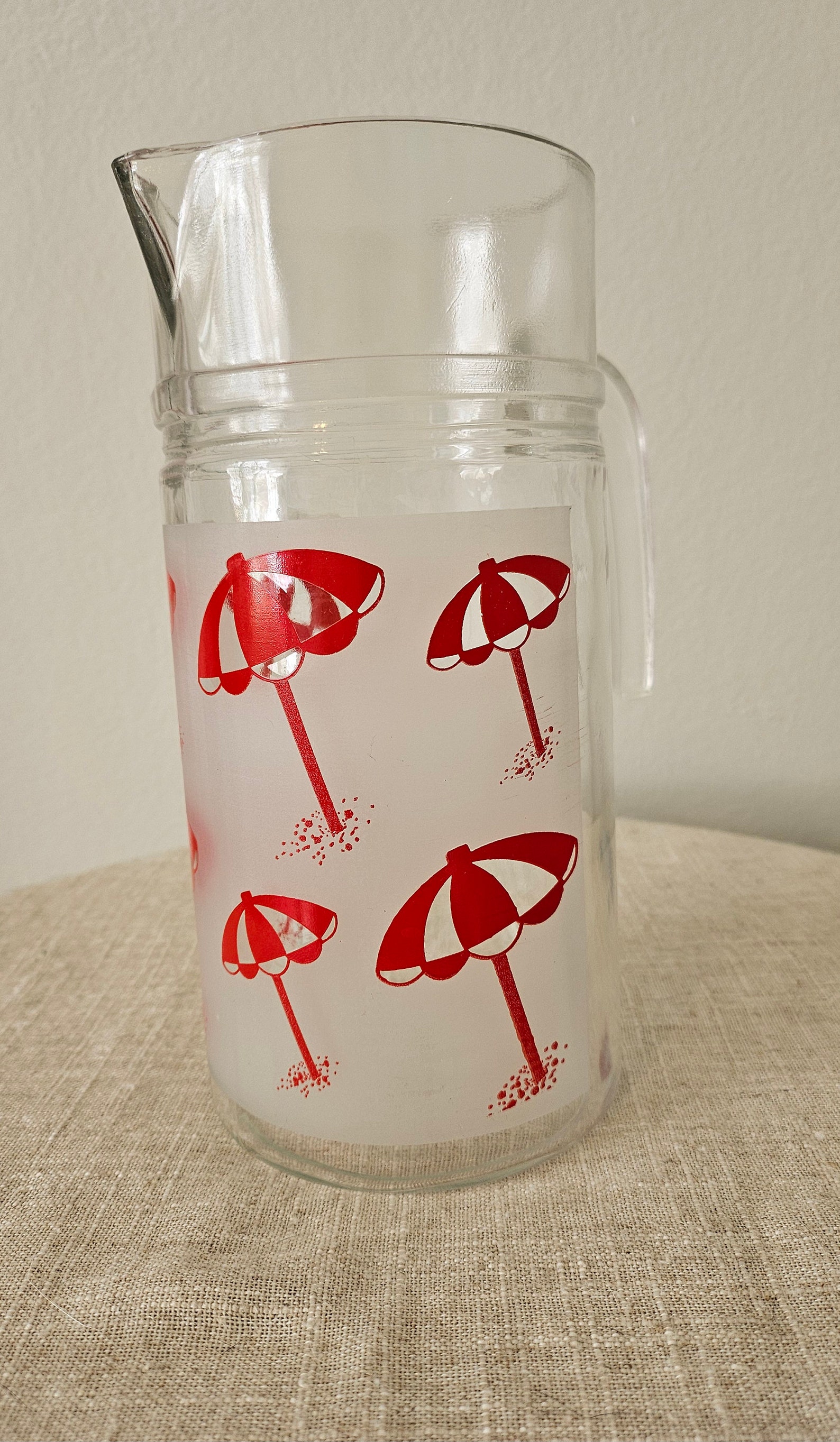 Vintage Juice Pitcher With Umbrella Pattern, Kitchenware - Etsy