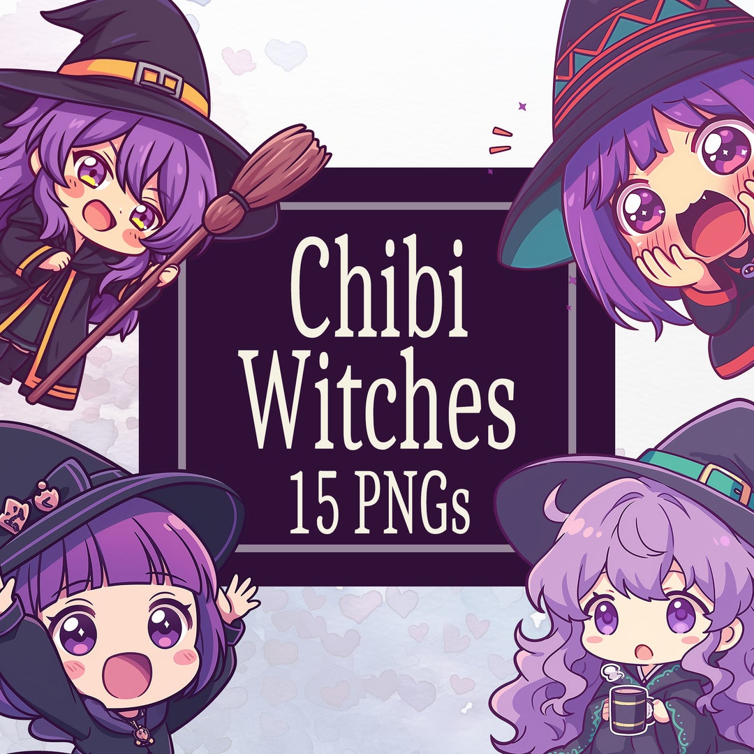 15 Chibi Witch Pngs - Transparent Background, Digital Download, Cute ...
