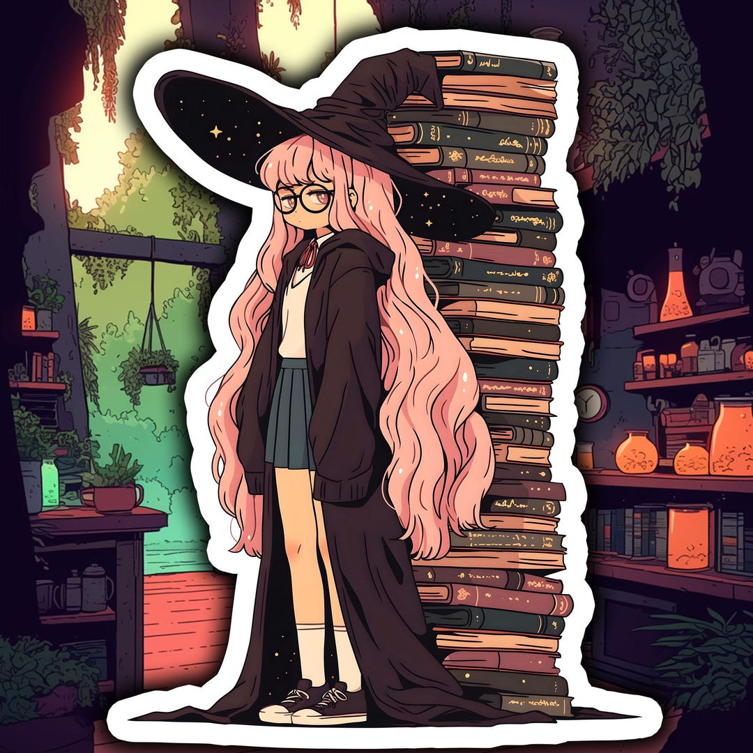 Whimsical Witch Kiss-cut Stickers - Chibi Style, Celestial Accents ...