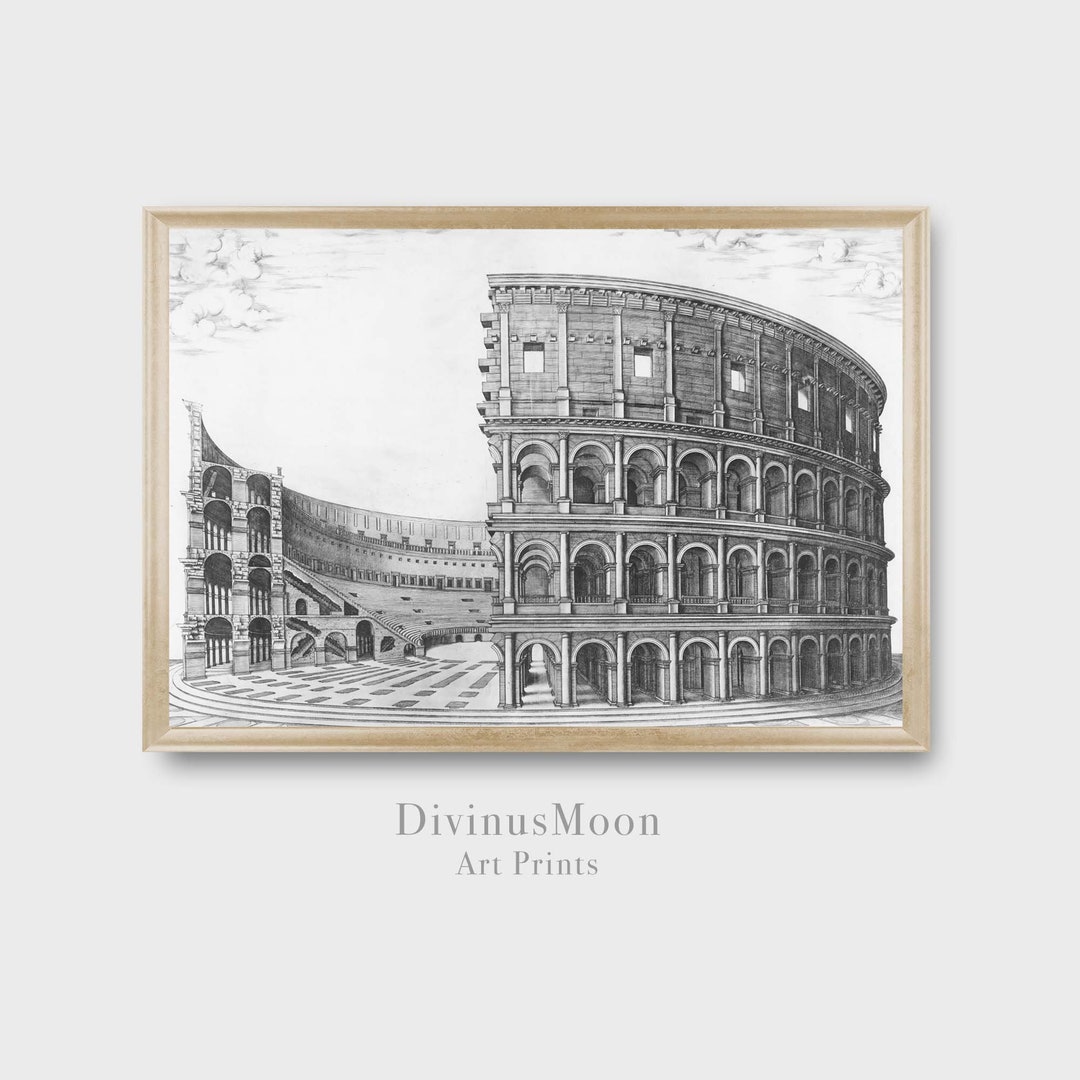 Roman Colosseum, Rome Italy, Classic Architectural Black and White ...