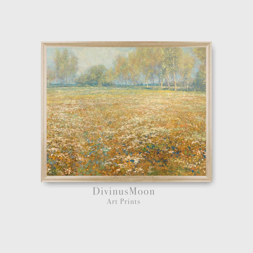 Meadow in Bloom With White Wildflowers | Impressionist Landscape ...