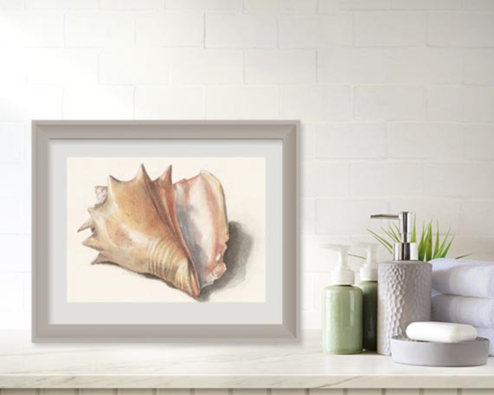 Conch Shell Print Coastal Beach House Decor Kitchen Dining Bathroom ...