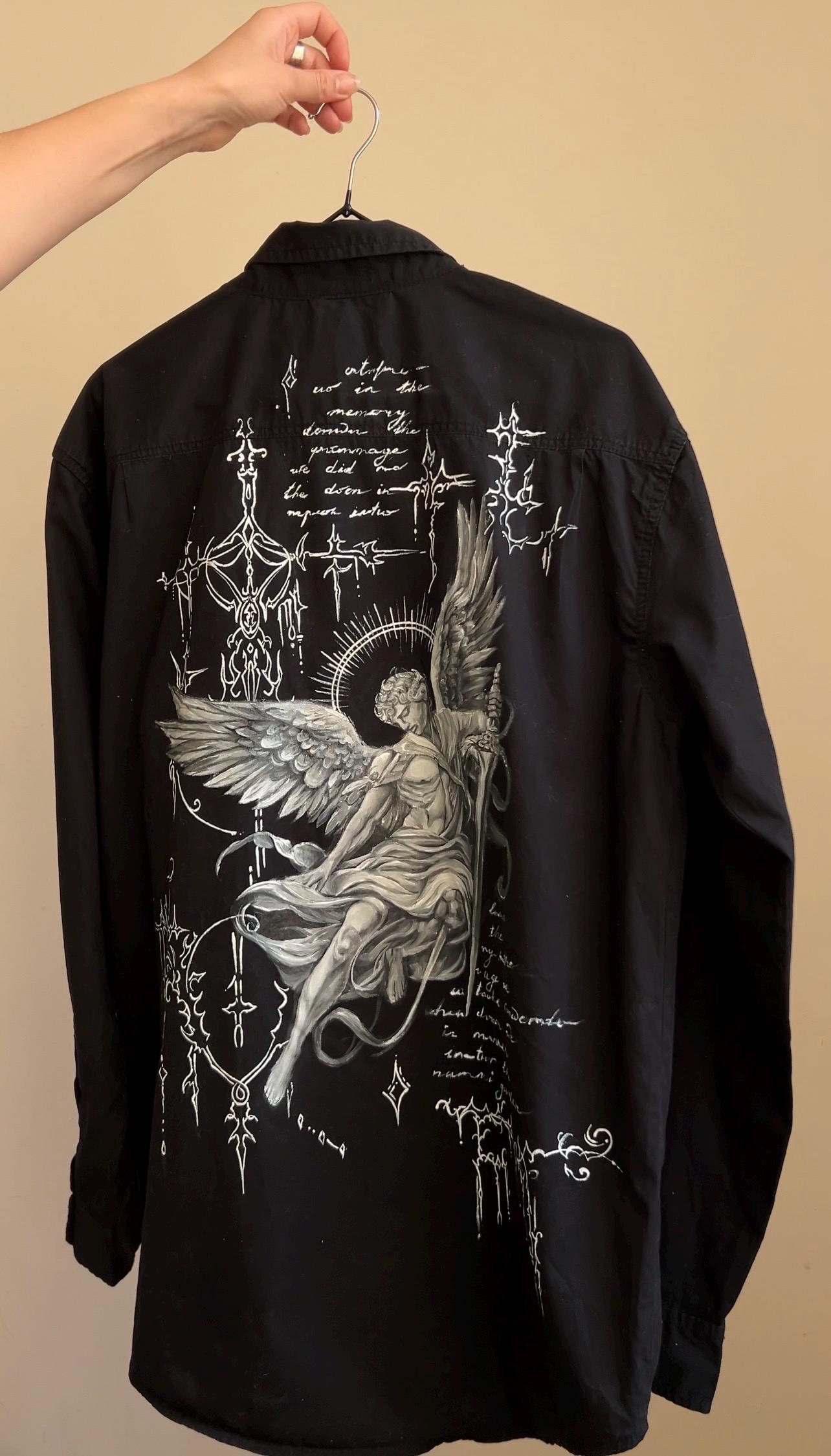 Cybersigilism Hand-painted Black Shirt: Custom Cyberpunk Blouse - Etsy