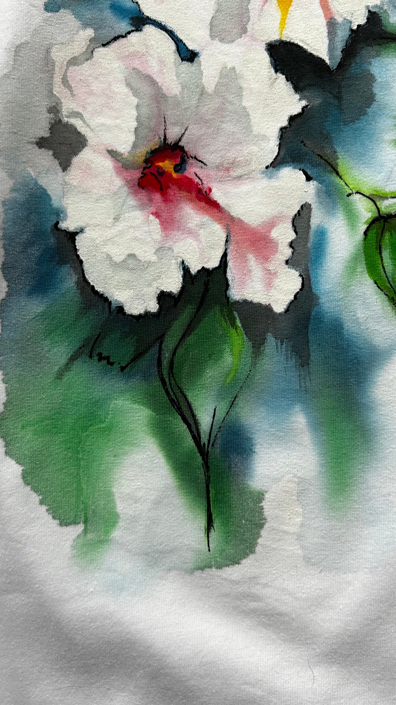 Hand Painted T Shirt, Flowers Painting, Custom Botanical Shirt, White T ...