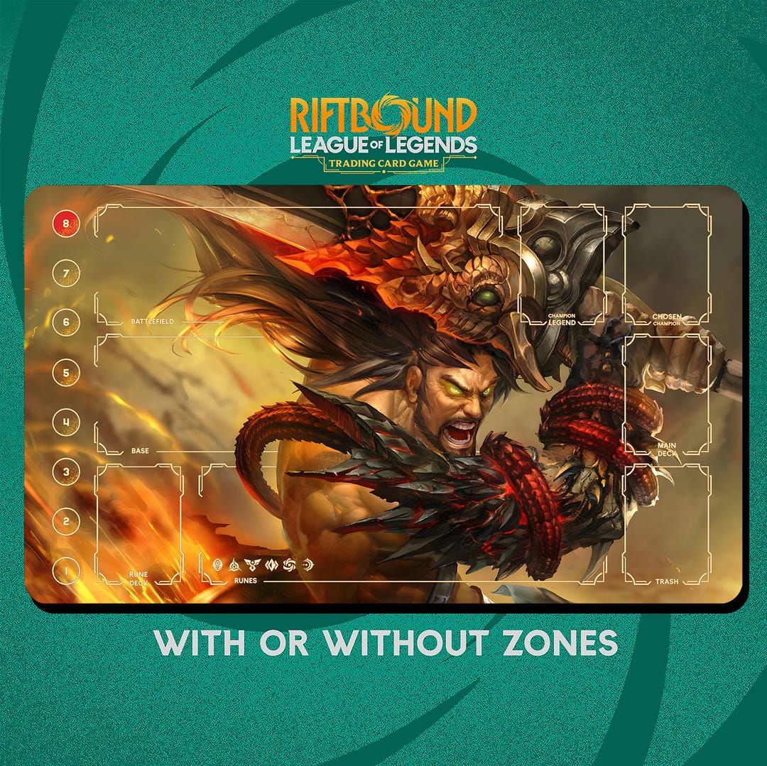 Tryndamere Playmat Stitched Edges - Riftbound Trading Card Game - 24" X ...