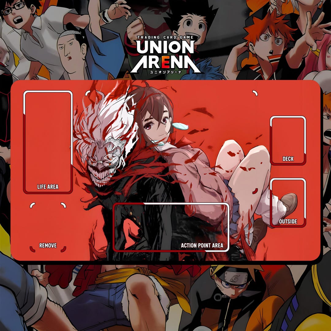 Playmat Union Arena TCG - Dandadan Okarun and Momo Red - 24"x14" (600 X ...