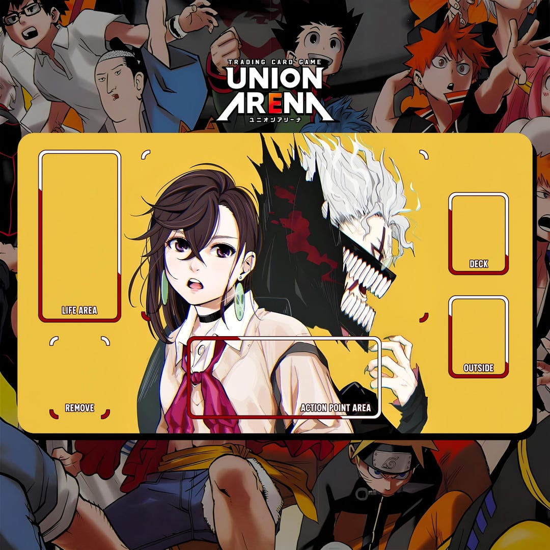 Playmat Union Arena TCG - Dandadan Okarun and Momo Yellow - 24"x14 ...