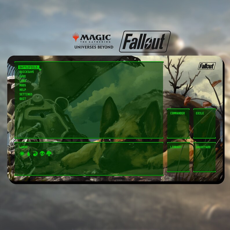 Playmat Fallout Menu Zones Dogmeat 24x14 600 X 350 Mm Zoned Playmat MTG ...