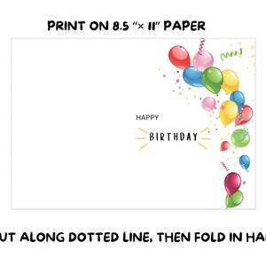 5"× 7" Printable Greeting Card for Birthday Celebrations, With Rainbow ...