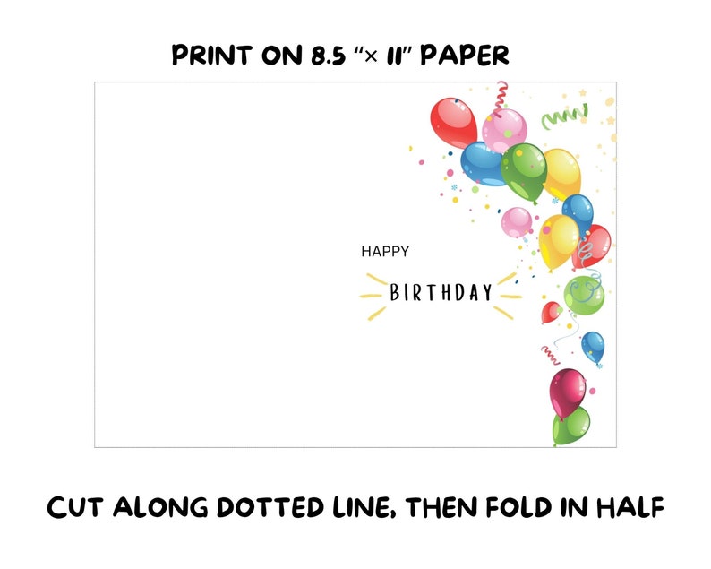 5"× 7" Printable Greeting Card for Birthday Celebrations, With Rainbow ...