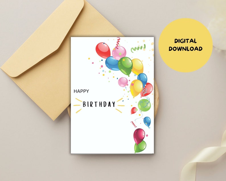 5"× 7" Printable Greeting Card for Birthday Celebrations, With Rainbow ...