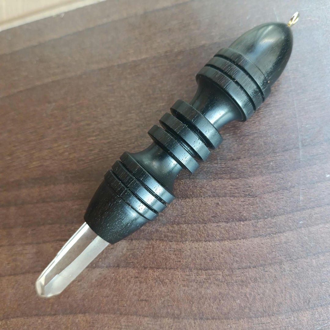 Trinity Pendulum/amulet in Gaboon Ebony With Lemurian Quartz Tip, 10x2 ...