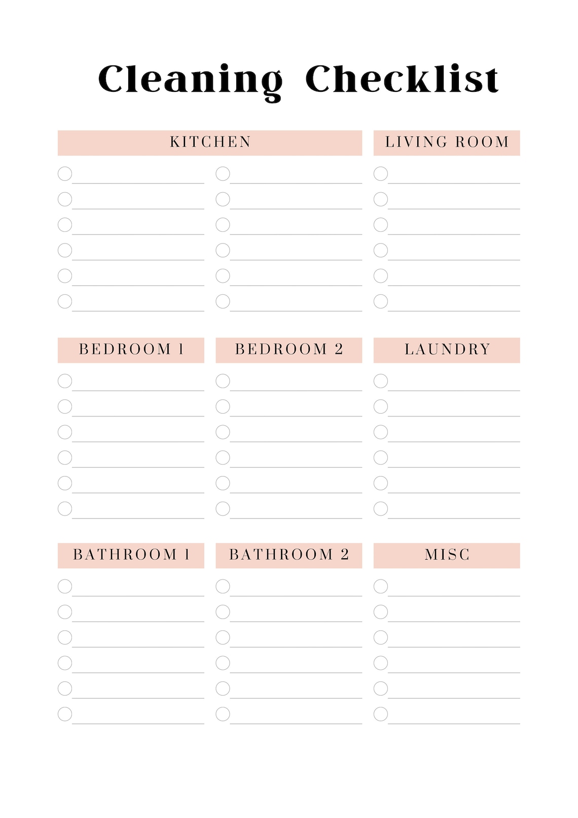 Cleaning Printables, Clean Checklists, Sunday Cleaning Routine, Weekly ...