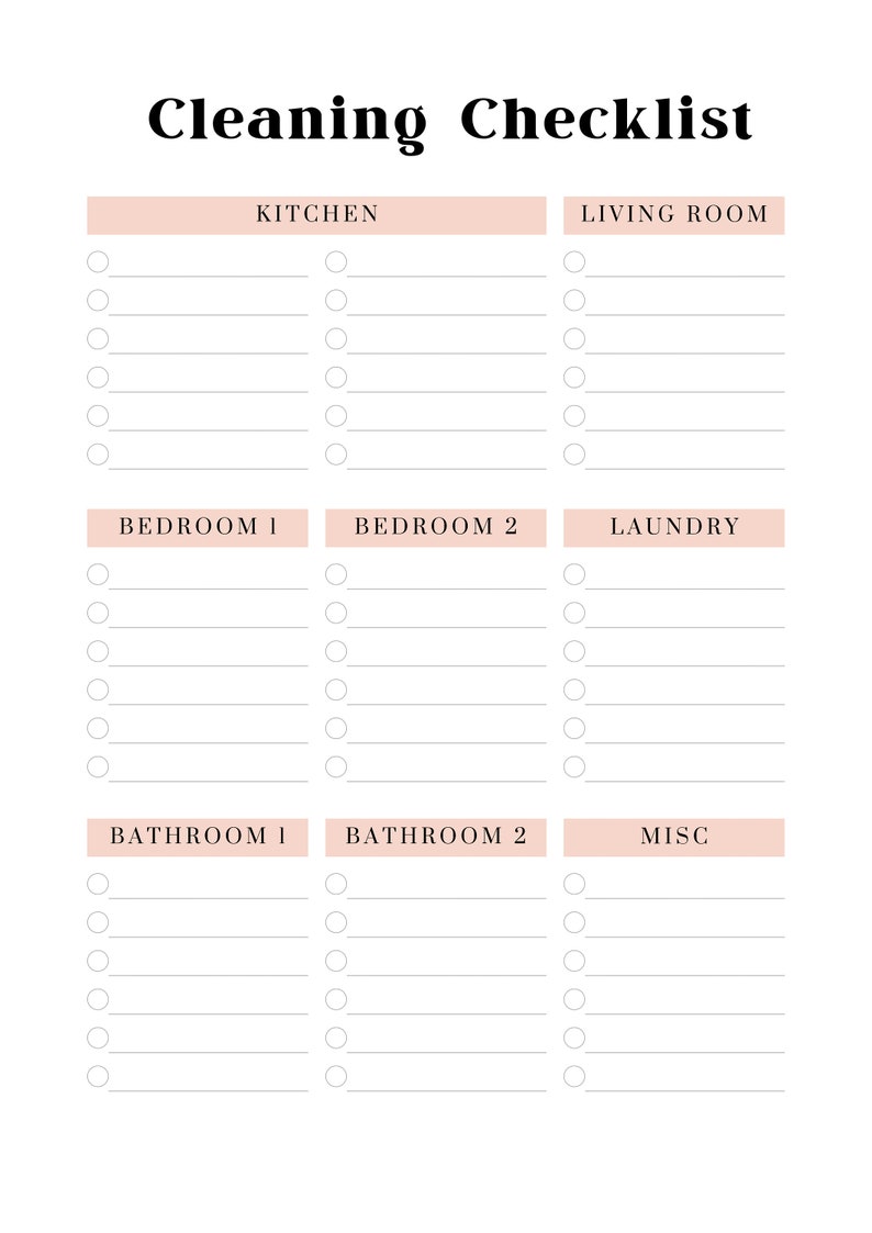 Cleaning Printables, Clean Checklists, Sunday Cleaning Routine, Weekly ...