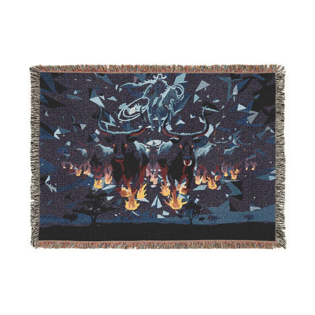 Woven Blanket, Spectral Cowboy Western Throw, - Etsy