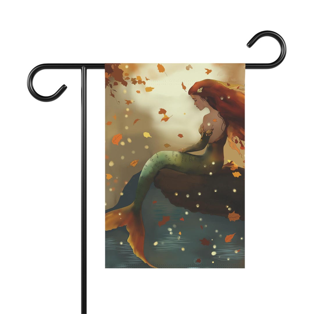 Autumn Mermaid Garden Banner | House Flag, Fall Ocean Illustration - Etsy