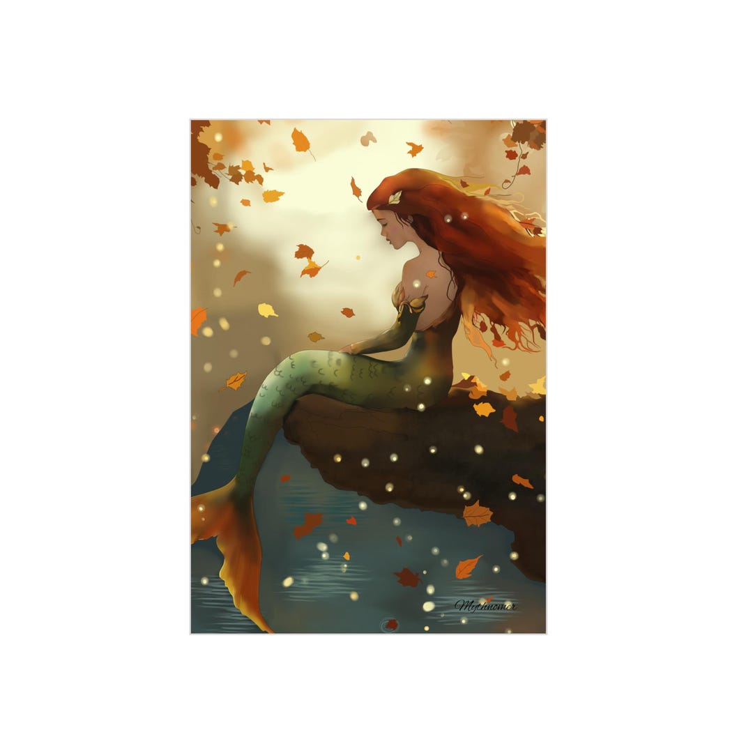 Autumn Mermaid Foam Board Print: Fantasy Coastal Wall Art - Etsy