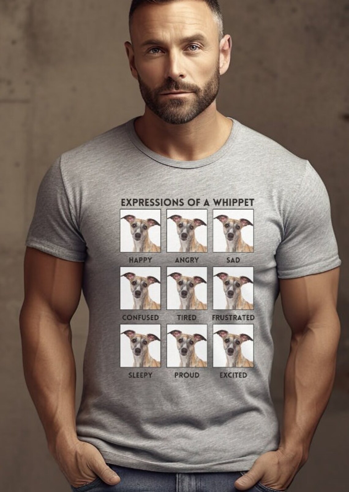 Expressions of a Whippet T-shirt, Whippet Lover Tee Funny & Sarcastic ...