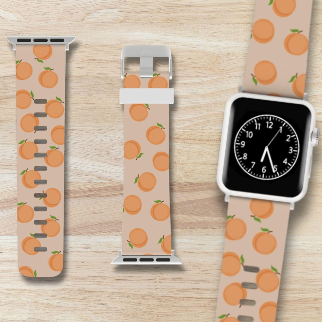 Peaches Watch Band, Peachy Apple Watch Strap, Cute Fruit Design, Trendy ...