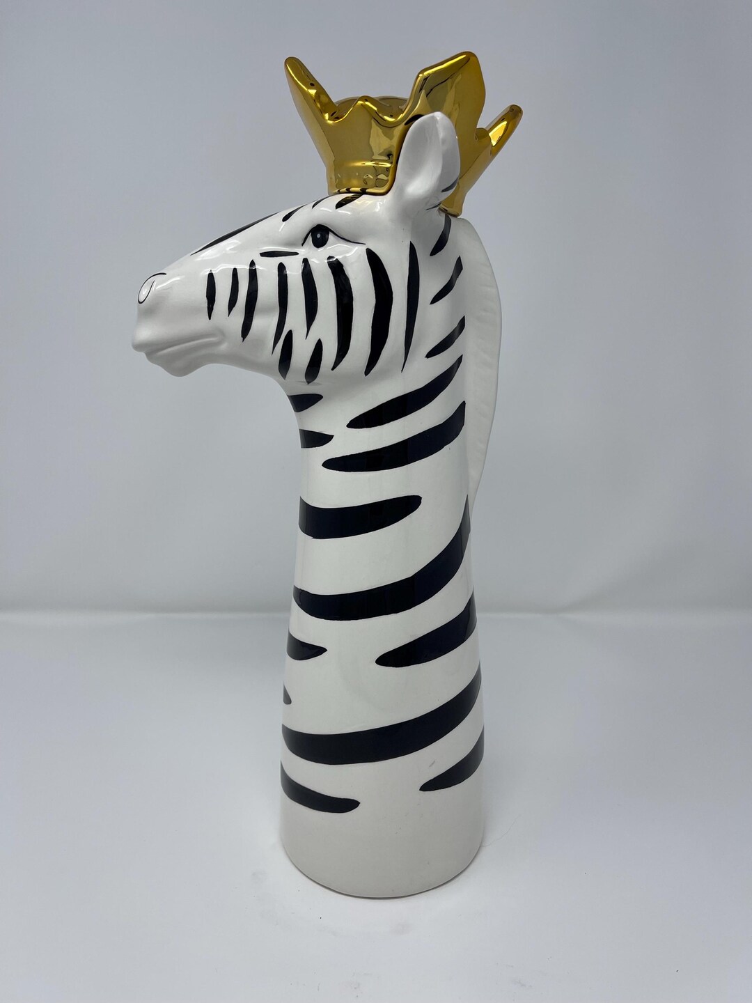 Ceramic Zebra With Gold Crown - Etsy
