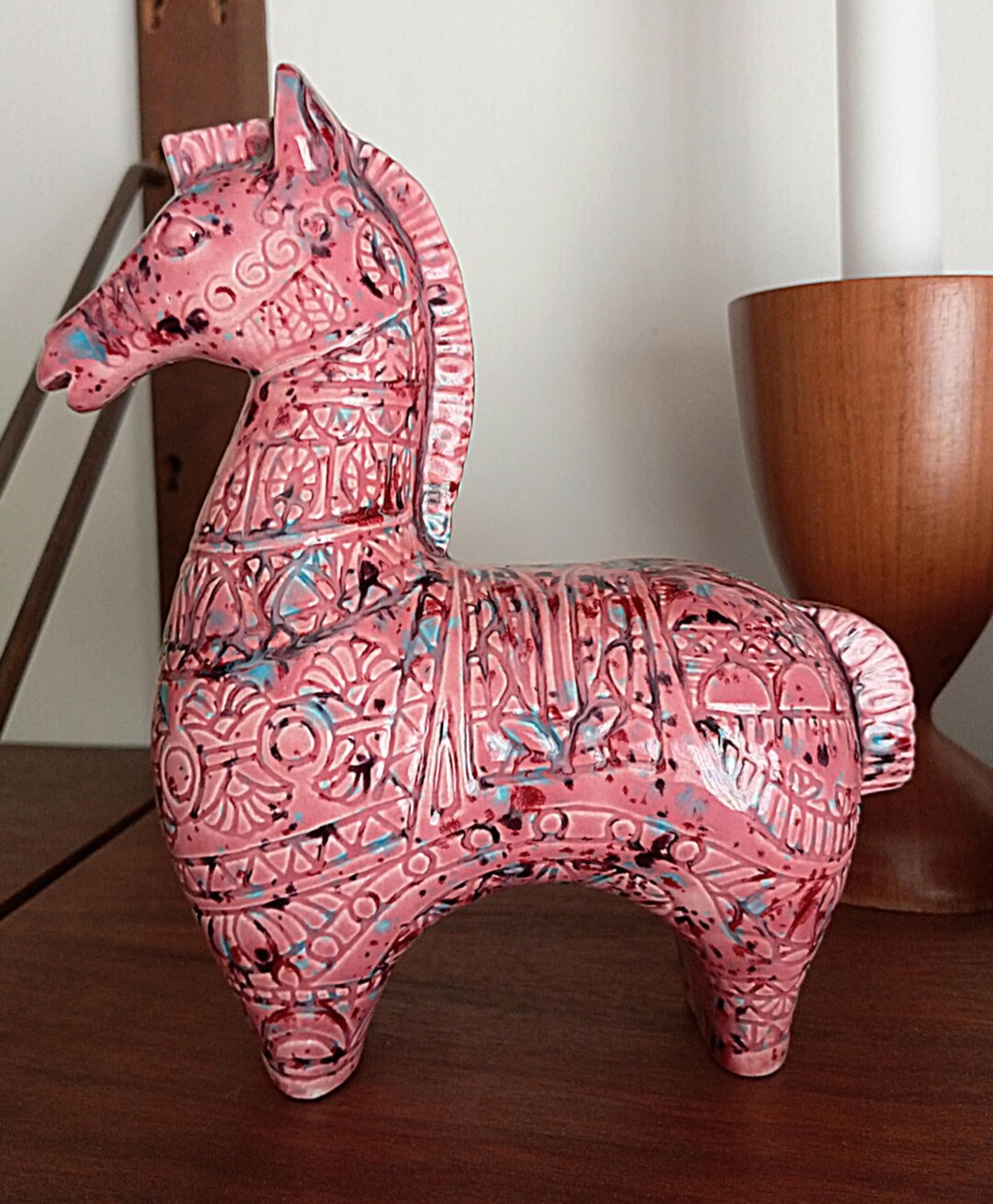 Vintage Mid-century Modern Bitossi Style Pink Trojan Horse Figurine ...