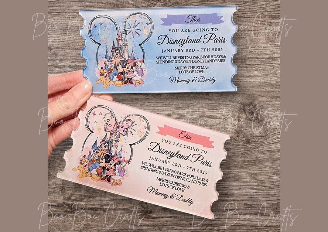 Personalised Disney Land Acrylic Tickets | Micky Mouse | Minnie Mouse ...
