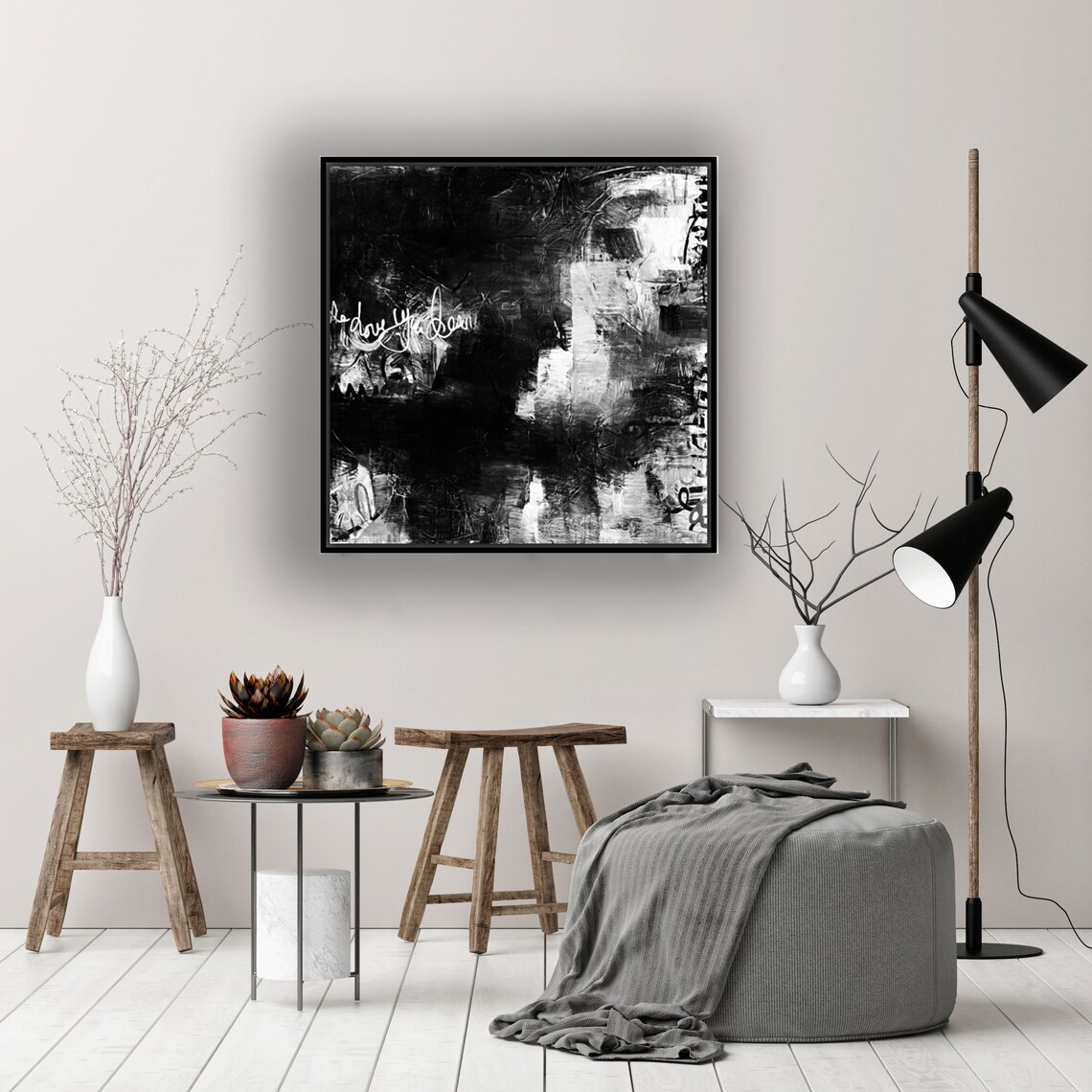 Reach Black and White Abstract Print Original Art Painting - Etsy