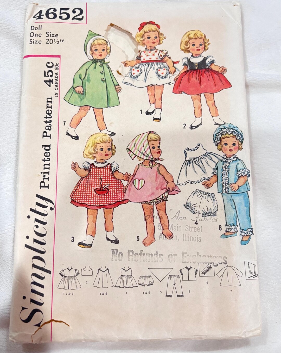 Vintage 1960’s Wardrobe for Chatty Cathy 20 1/2” Doll Simplicity 4652 ...