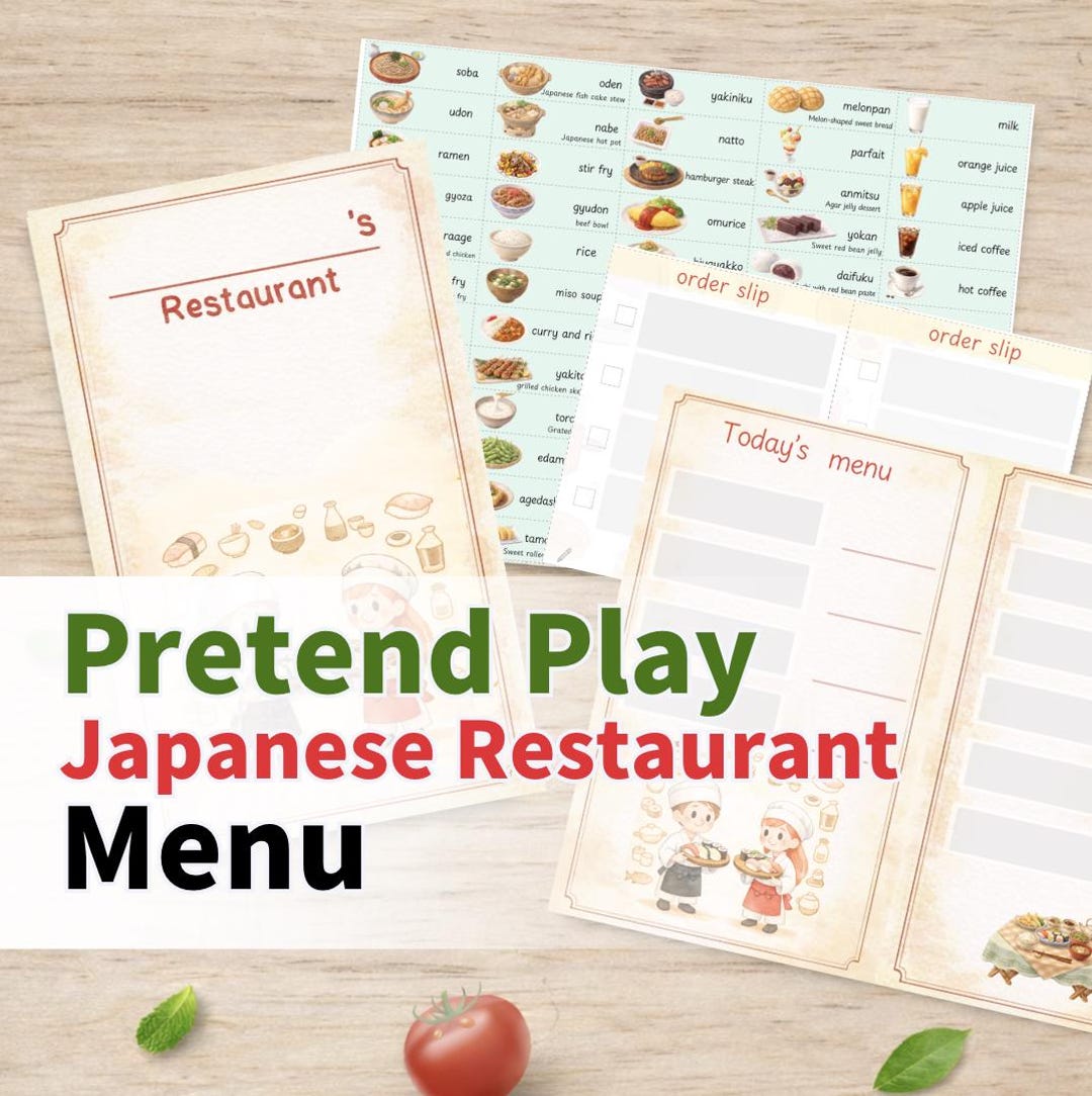 Kids Printable Play Menus | Japanese Restaurant Pretend Play | Japanese ...