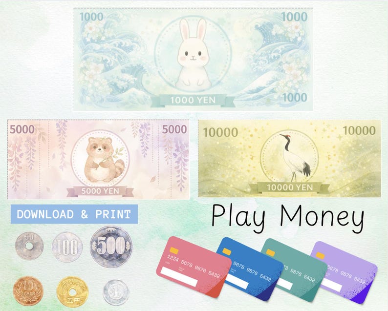 Japanese Yen Play Money Bundle｜new Watercolor + Classic Designs｜thank ...