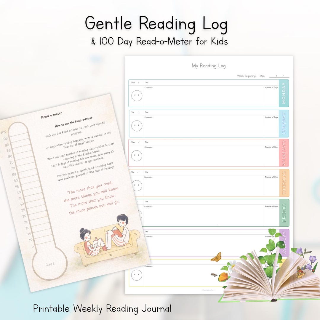 Reading Log & 100 Day Reading Tracker for Kids Printable Weekly Reading ...