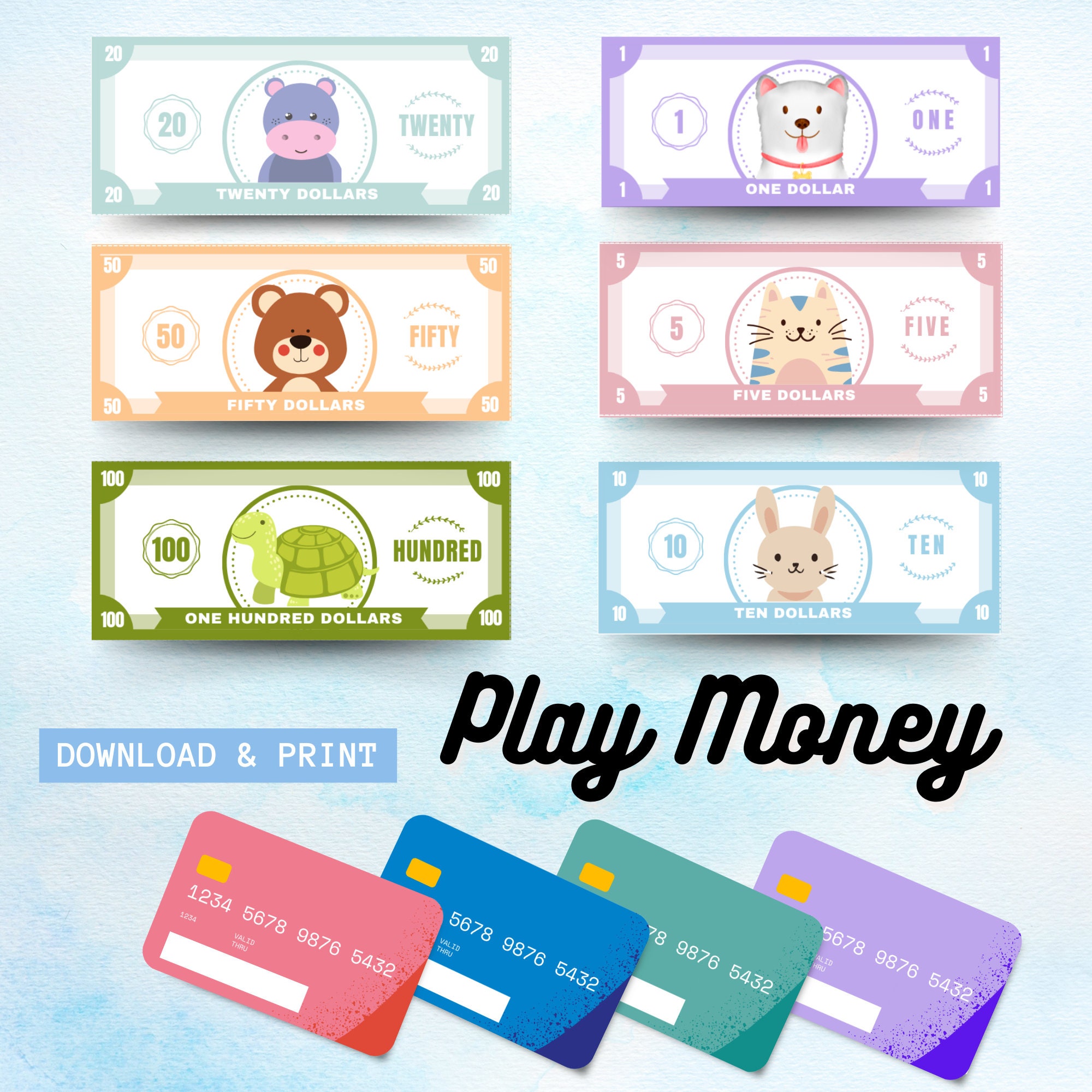 Printable Play Money & Credit Cards - Etsy