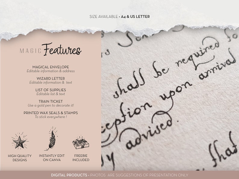 Carta de mago personalizada editable e imprimible, digital, escuela de ...