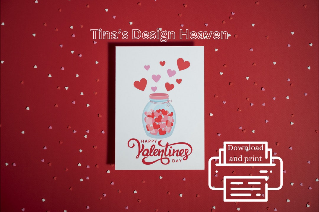 Printable Valentine Greeting Card, Vday Card, Instant Download PDF - Etsy