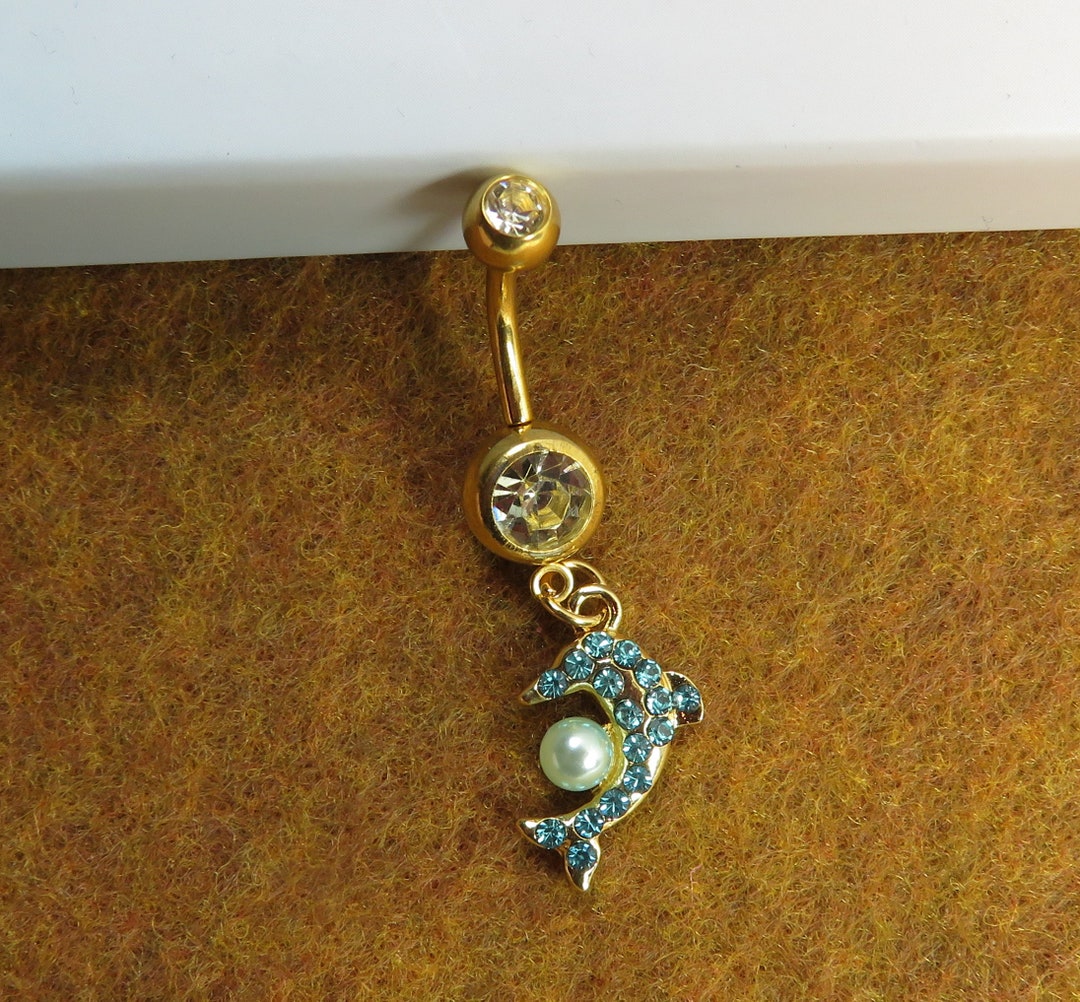 Fish Design Belly Button, Dolphin Fish Belly Button, Body Jewelry ...