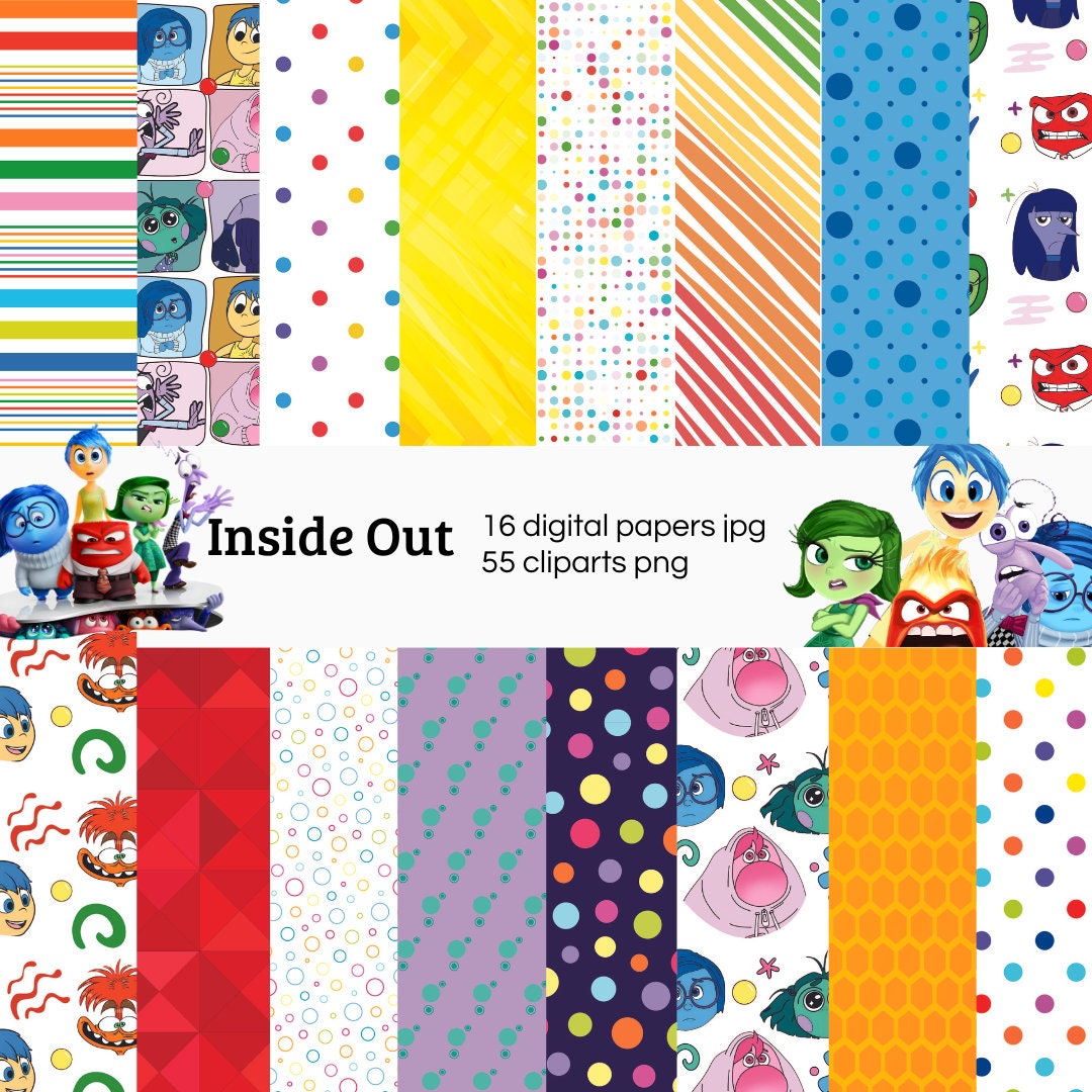 Inside Out 2 Digital Paper Pack: Emotions Cliparts (digital Download ...