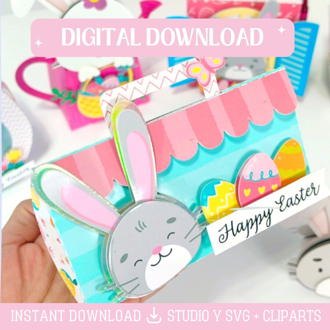 Happy Easter Box Svg, Easter Cut File, Cute Bunny SVG File, Digital ...