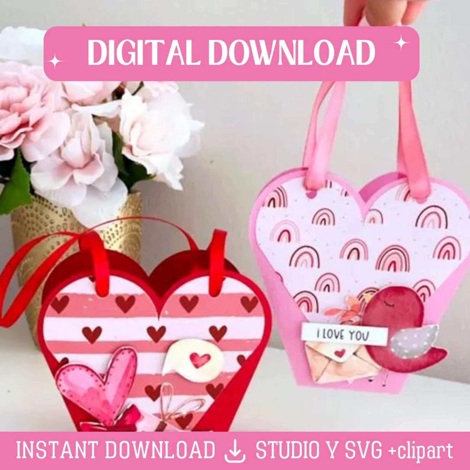Heart Bag SVG: Gift Box Template Cut File (digital Download) - Etsy