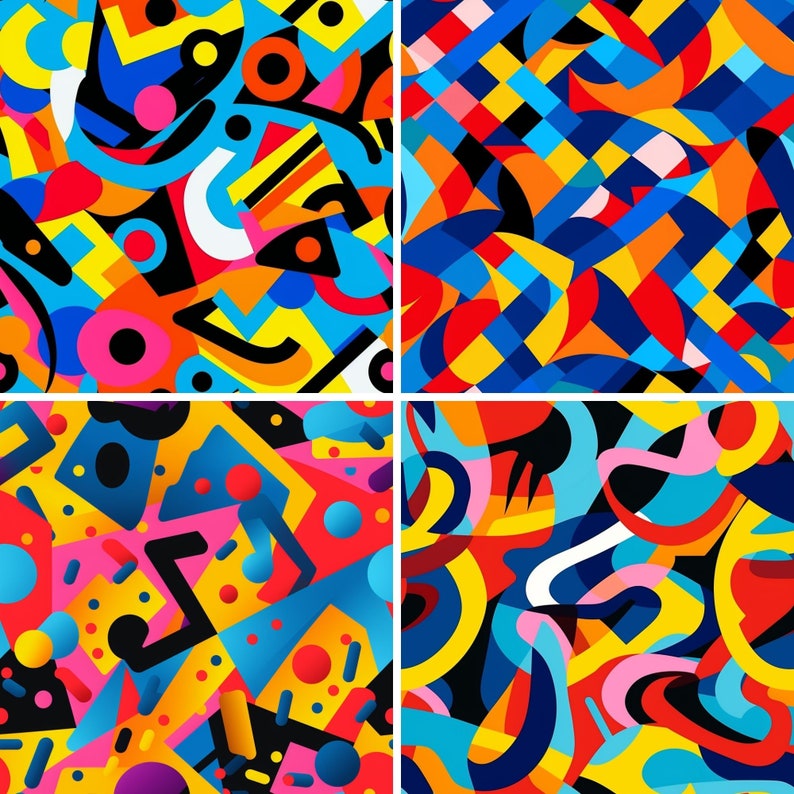 Abstract Geometric Digital Paper, Colorful Seamless Paper, Primary ...