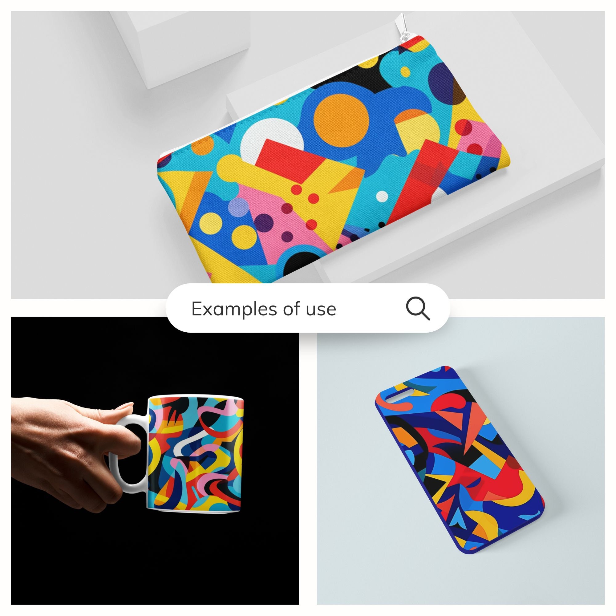 Abstract Geometric Digital Paper, Colorful Seamless Paper, Primary ...