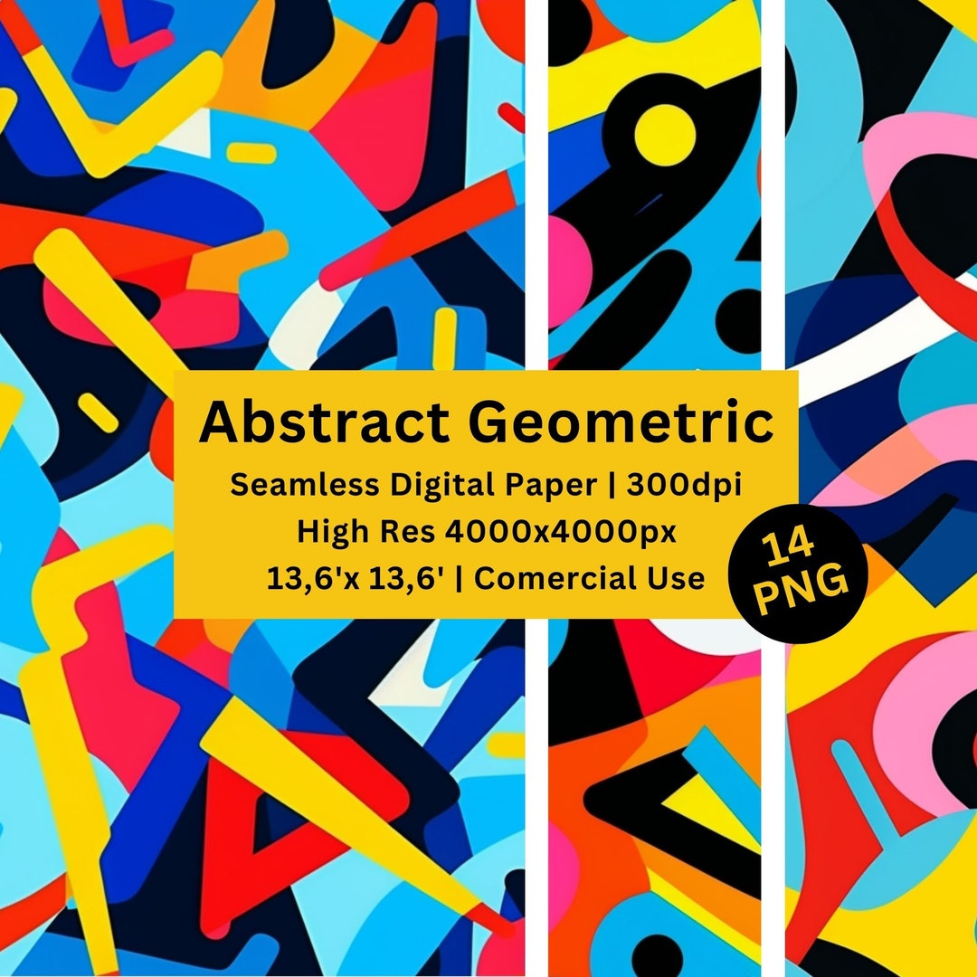 Abstract Geometric Digital Paper, Colorful Seamless Paper, Primary ...