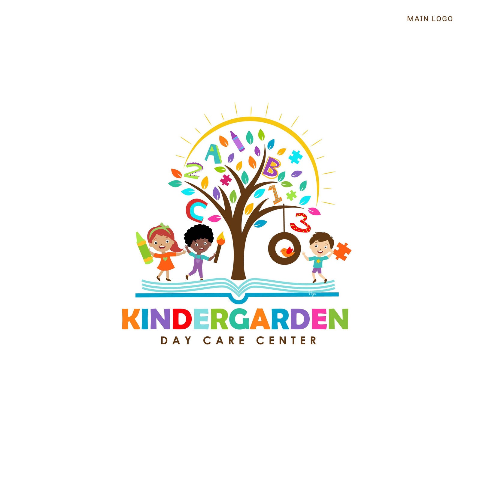 Three Happy Children Logo - Preschool Logo - Daycare Logo - Nursery ...